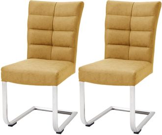 M&ouml;belando Schwingst&uuml;hle >Muri< (2er Set), Moderner Esszimmerstuhl, 130 kg belastbar, Edelstahl geb&uuml;rstet, Sitzbezug Curry PU Argentina, B46xH96xT64 cm, inkl. Mo