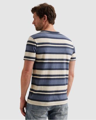 PME Legend T-Shirt Short sleeve r-neck slub striped jersey mit Logo Stickerei
