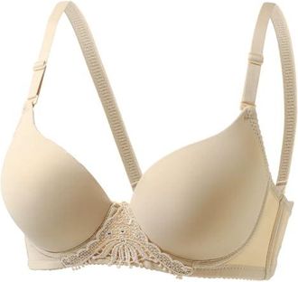 Generic Bustier Dentelle Moyenne et Haute - Sans Armature, Coton B&eacute;b&eacute; Mince, Sous-v&ecirc;tements Confortable et Respirant Bustier Femme Rembourr&eacute;, beige, 44