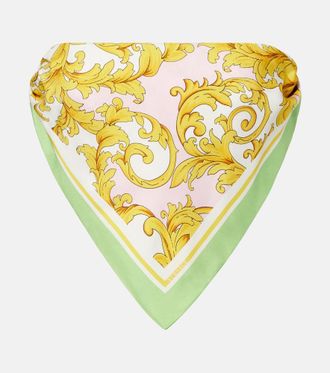 Versace Bedrucktes Bandeau-Top aus Seiden-Twill