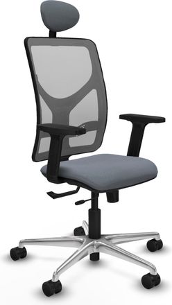 Piqueras y Crespo B&uuml;rostuhl mit 2D-Armlehnen, h&ouml;henverstellbare Lendenwirbelst&uuml;tze und festes Kopfteil, ausgestattet mit Syncro/Traslack und Schneideschaum, Grau/Grau