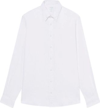 Brooks Brothers Homme, Chemises, Blanc, Taille: L Chemise Slim Boutonn&eacute;e en Lin
