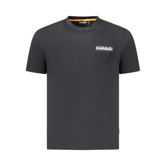 Napapijri Homme, Tops, Noir, Taille: L T-Shirt en Coton à Imprimé Audacieux avec Logo Iconique