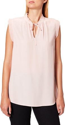 Taifun Damen Ärmellose Bluse mit Plissée-Details ärmellos unifarben Flushed Rose 34