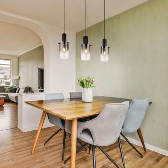 Globo Lighting Globo Lighting - Pendelleuchte Hängelampe Wohnzimmerleuchte Glas rauchfarben 3 flammig h 150 cm