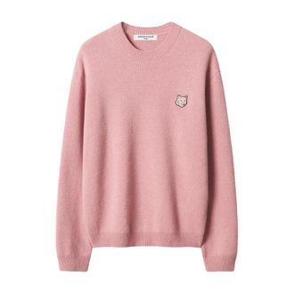 Maison Kitsun&eacute; Pull en laine dagneau Milano Fox Head - Homme - Pulls - Rose - Taille: M