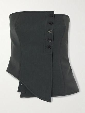 Jean Paul Gaultier Haut Bustier Asym&eacute;trique En Serge De Laine M&eacute;lang&eacute;e - Gris