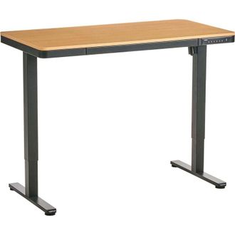 Beliani Schreibtisch elektrisch h&ouml;henverstellbar PENLY Schwarz / Hellbraun 120 cm 60 cm mit USB-Anschluss