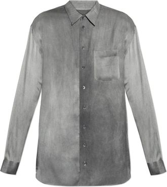 Giorgio Armani Homme, Chemises, Gris, Taille: L ASV Chemise en satin et mélange de viscose