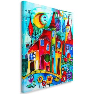Feeby Feeby - Image sur toile, Ville color&eacute;e la nuit - 60x90