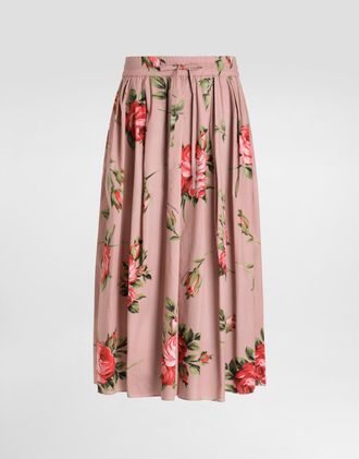 Dolce & Gabbana Rose Bouquet-print Midi Skirt - Frau R&ouml;cke Multicolor 42