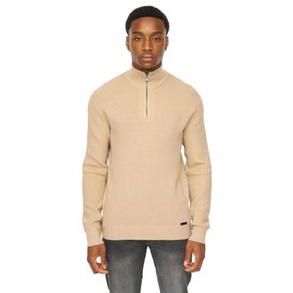 Duck and Cover Potenza Pullover f&uuml;r Herren, mit kurzem Rei&szlig;verschluss, Jerseyware (Steinfarben)