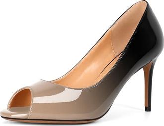 elashe Escarpins Femme Talon Haut - 8CM Escarpins Peep Toe - Escarpins Femms Bout Ouvert Talon de Soirée Mariage Fleur Grise EU50