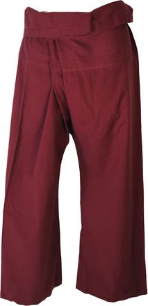 Guru Shop Thai Fischerhose aus Fester Baumwolle, Wickelhose, Yogahose, Unigröße - Uni Bordeaux, Herren/Damen