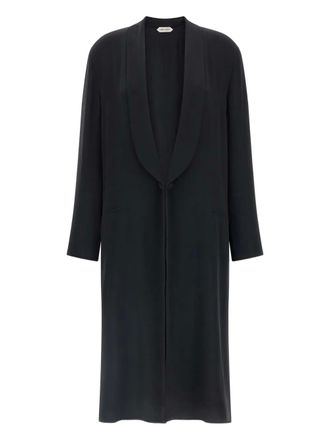 Alberta Ferretti manteau en soie à col châle - Noir