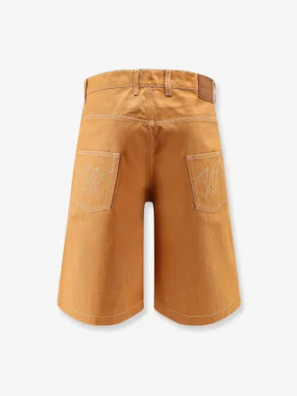 Walk In Paris Mens Denim Shorts Orange Cotton
