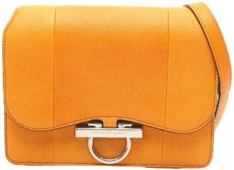 Ferragamo Pre-owned Sac bandouli&egrave;re en cuir Gancini - Femme - Pre-owned - Orange - Taille: ONE Size