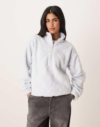 Hollister Gilly Hicks - Pull zipp&eacute; en polaire - Bleu d&eacute;lav&eacute;