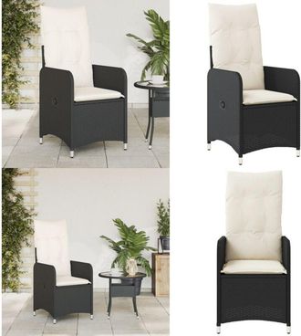 vidaXL Gartensessel Verstellbar mit Kissen Schwarz Poly Rattan - Gartenstuhl - Relaxsessel - Loungesessel - Outdoor M&ouml;bel - Gartenm&ouml;bel - Home & Living