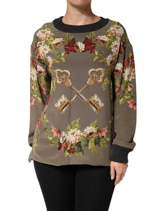 Dolce & Gabbana Womens Enchanted Sicily Silk Crewneck Blouse Sweater