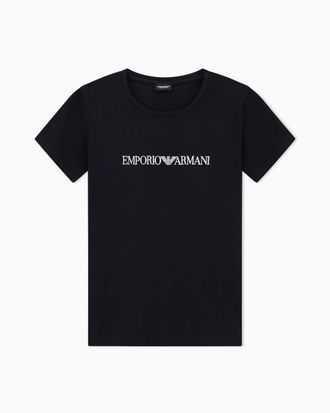 Emporio Armani Damen Everyday Cotton T-Shirt, Schwarz, M