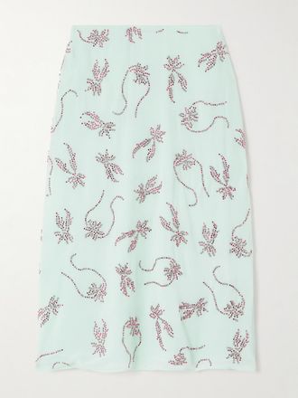 16Arlington Dafne Midirock Aus Chiffon Mit Kristallen Und Nieten - Blau