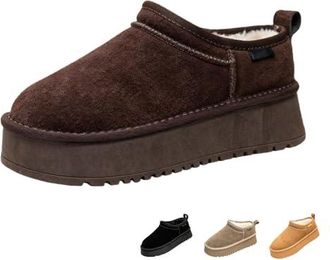 Generic Nouveaux Chaussons Plateforme Femme Hiver Vrai Daim Slip-on Bottines, Chaudes Confortables Bottes De Neige pour Int&eacute;rieur & Ext&eacute;rieur Chaussons De Mai