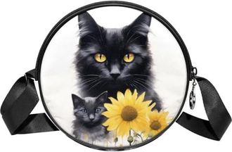 Generic Petit sac &agrave; bandouli&egrave;re rond pour femme, petit sac &agrave; bandouli&egrave;re avec fermeture &eacute;clair et bretelles r&eacute;glables style d&eacute;contract&eacute; pour femmes et filles