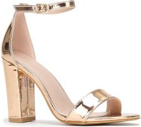 La Modeuse Sandales, Nu-Pieds-Sandales Vernies à Talon carré et Bout Ouvert