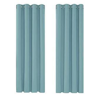 Deconovo Rideaux Occultants Isolant Thermique Anti Froid, Design Moderne &agrave; Oeillets, Rideaux pour Salon et Chambre, 117x183 CM (Largeur x Hauteur), Bleu Ciel, 
