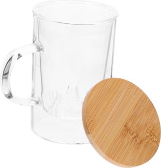 Amosfun Guanshan-Filter- doppelwandiges teeglas glastasse mit deckel tea cup with strainer glaser glasdeckel Teekessel mit Teesieb und Deckel Teebecher mit De