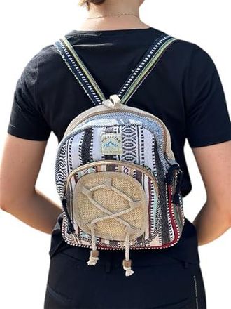 Migura Sac &agrave; dos en chanvre pour voyage hippie de petite taille, id&eacute;al pour l&eacute;t&eacute;, le jour et les festivals, d&eacute;contract&eacute;, vintage, homme, femme, tissu imperm&eacute;