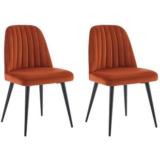 Vente-Unique Lot de 2 chaises en velours et m&eacute;tal noir - Terracotta - ELEANA