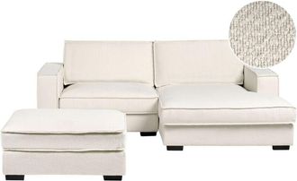 Beliani Ecksofa KOLDING Stoff Hellbeige mit Ottomane linksseitig