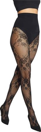 Heist Studios Femme, Sous-v&ecirc;tements, Noir, Taille: 44/46 FR The Floral Lace Patterned Tights