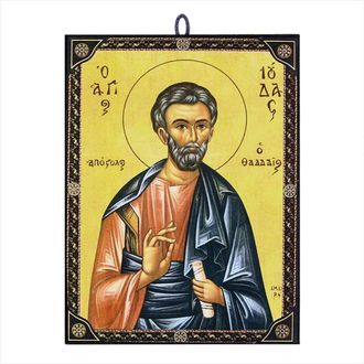 NKlaus Ikone Judas Thadd&auml;us Apostole 9,7x13,5x1,2cm Christliche Ikone orthodox aus Griechenland 60141