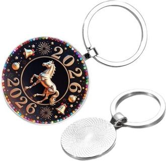 Generico Porte-cl&eacute;s &agrave; collectionner 2D de lann&eacute;e 2026 en forme de cheval pour anniversaire, remise de dipl&ocirc;me, vacances et voyage, B, Consulte la descripci&oacute;n