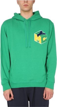 Ymc You Must Create Homme, Sweatshirts et sweats &agrave; capuche, Vert, Taille: S Cotton Terry Logo Sweat &agrave; capuche