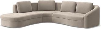 Cavadore Cavadore Ecksofa Jawa / Bodennahe Eckcouch mit Sofa 2,5-sitzig und Trapezecke rechtwinklig (90 Grad) / 303 x 88 x 274 / Mikrofaser, Perlbeige