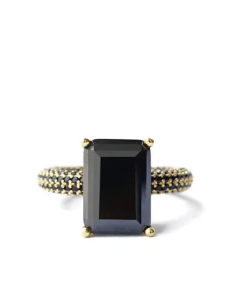 Izabel Display bague Mega &agrave; pierre rectangulaire - Noir