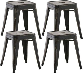 Clp Lot de 4 tabourets bas au style industriel Armin en m&eacute;tal Noir-Or