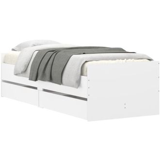 vidaXL Cadre de lit avec tiroirs blanc 100x200 cm - Vidaxl