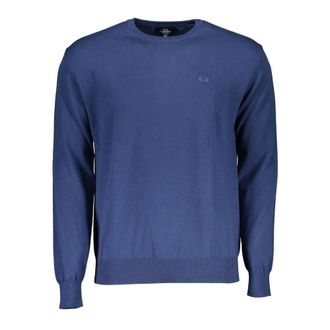 La Martina Baumwoll-Shirt mit Rundhalsausschnitt und Logo-Stickerei - - Knitwear - Herren - Blau - L