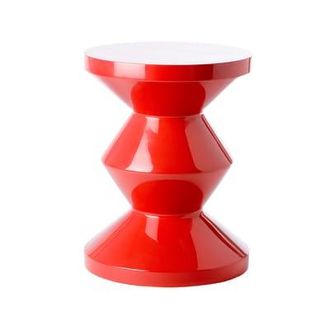 Pols Potten Tabouret Zig Zag - Rouge - Polyester laqué - Designer Pols Potten Studio