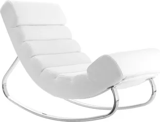Miliboo Rocking chair design blanc et acier chrom&eacute; TAYLOR