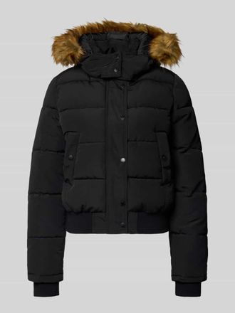 Review Steppjacke mit Kapuze, Kunstfellbesatz und Rippb&uuml;ndchen