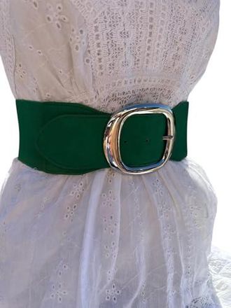 Migura Ceinture femme large &eacute;lastique pour robes en cuir vintage mode ceinture r&eacute;glable adaptable &agrave; la figure Taille universelle Vert intense