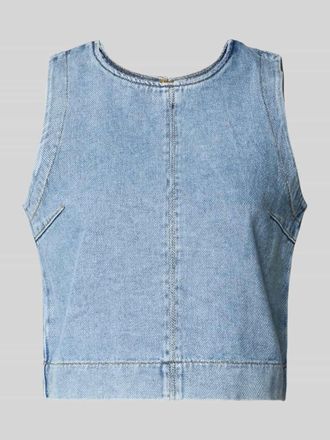 Jake*s Casual Blusentop in Denim-Optik mit Rundhalsausschnitt