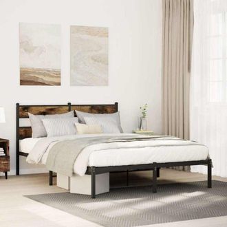 vidaXL Cadre de lit en m&eacute;tal sans matelas ch&ecirc;ne fum&eacute; 140x190 cm Vidaxl