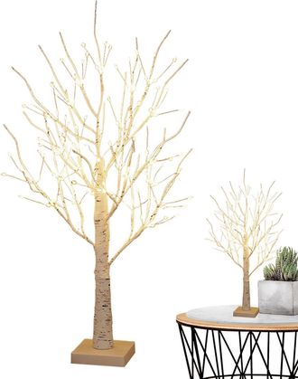 Generic Beleuchten Sie den Birkenbaum - 144 helle LEDs beleuchtet Birkenb&auml;ume f&uuml;r Innendekoration und flexibel 23,62 Zoll Tisch Tisch Tisch Weihnachten Deko